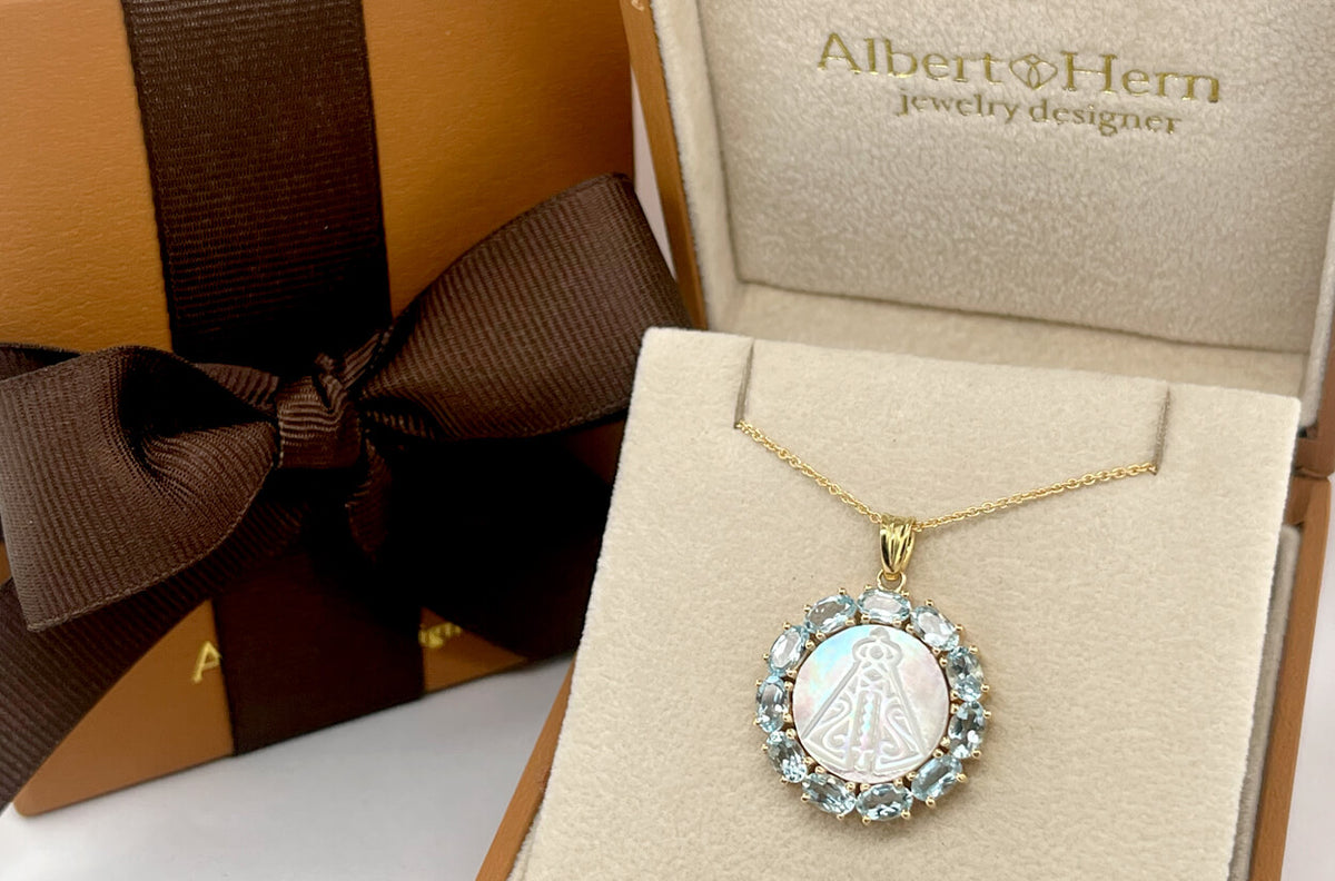 Medal Virgin of the Valley | Virgen Del Valle Gold & Aquamarines – Albert Hern