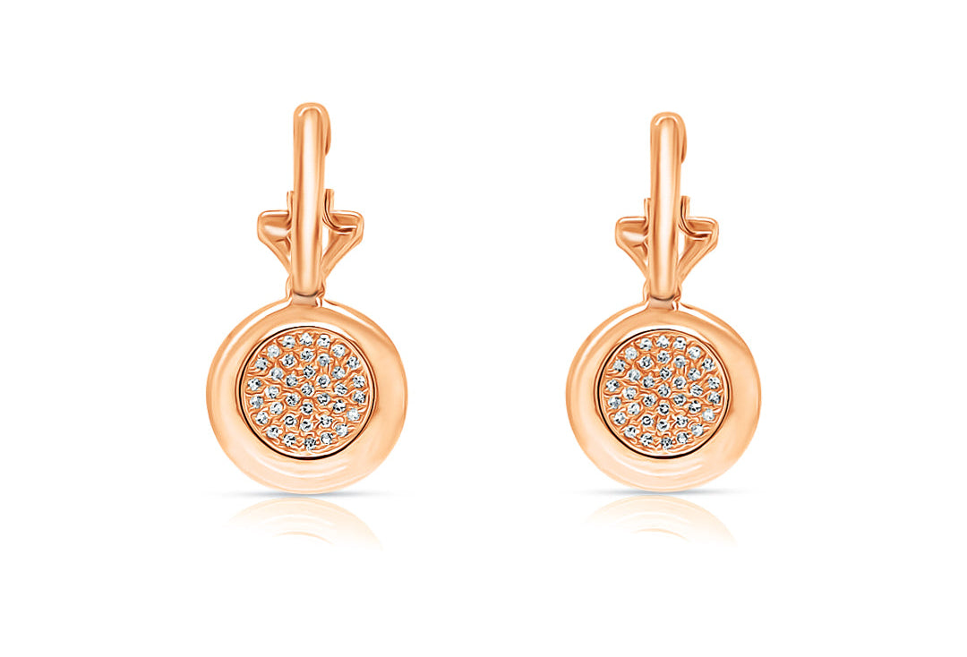 Earrings 14kt Rose Gold Huggies with Cirular Diamonds Drop – Albert Hern