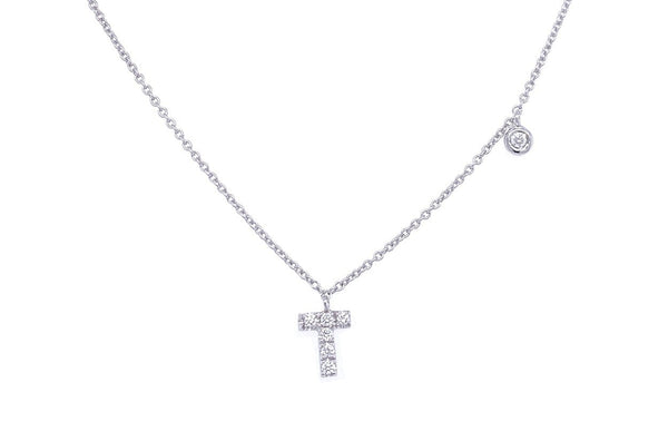 Necklace Initial Letter T White Gold with Diamond – Albert Hern