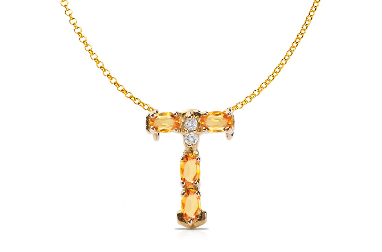 Pendant Letter T Initial 18 kt Gold | Albert Hern