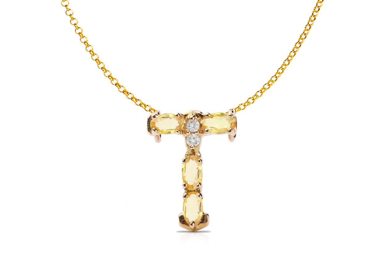 Pendant Letter T Initial 18 kt Gold | Albert Hern