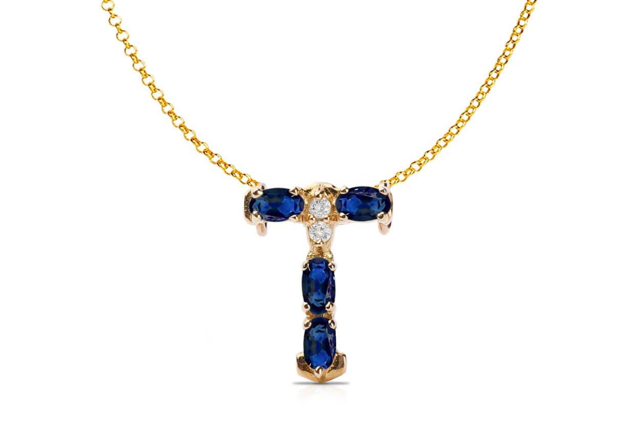 Pendant Letter T Initial 18 kt Gold | Albert Hern
